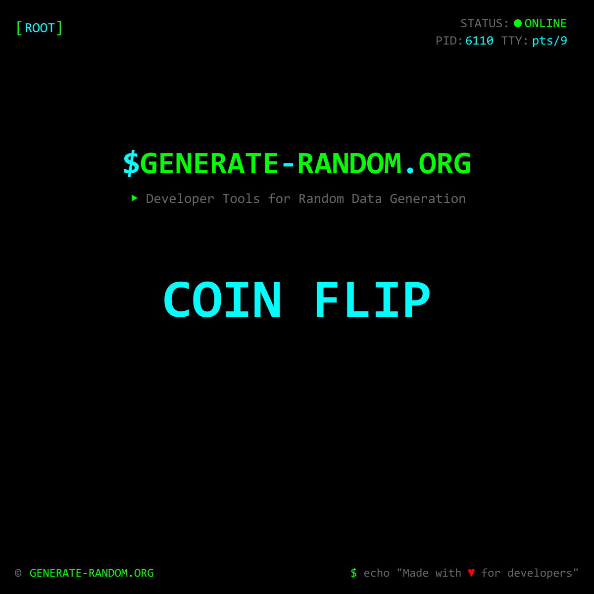 Random Coin Flip | Flip Random Coins Online - Generate-Random.org