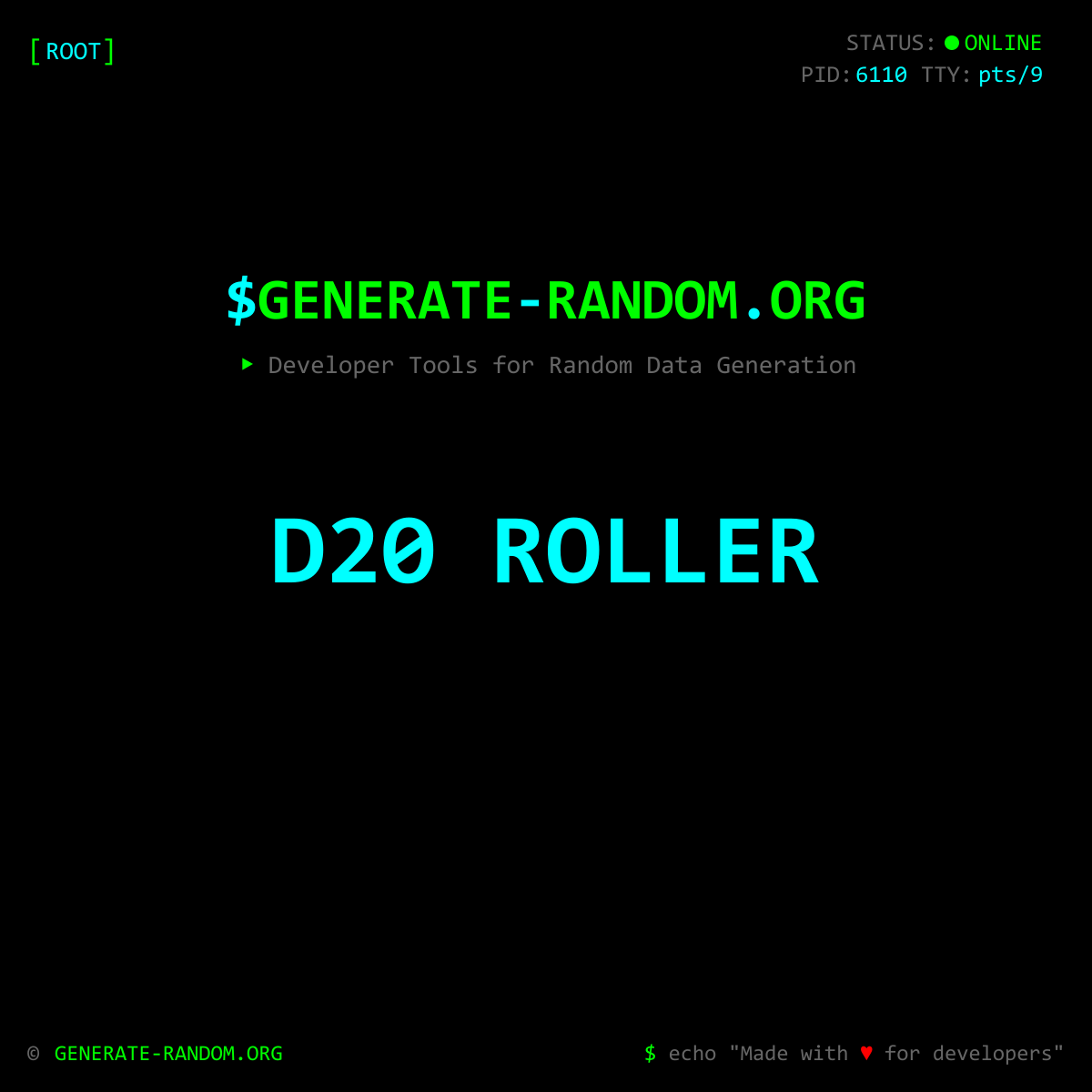 Random D20 Roller | Roll D20 Online - Generate-Random.org