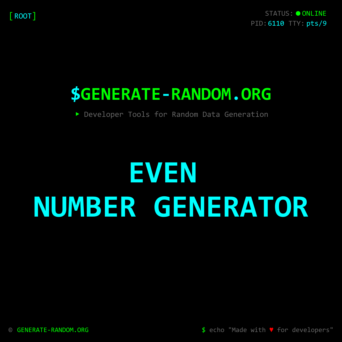 Random Even Number Generator | Generate Random Even Numbers - Generate-Random.org