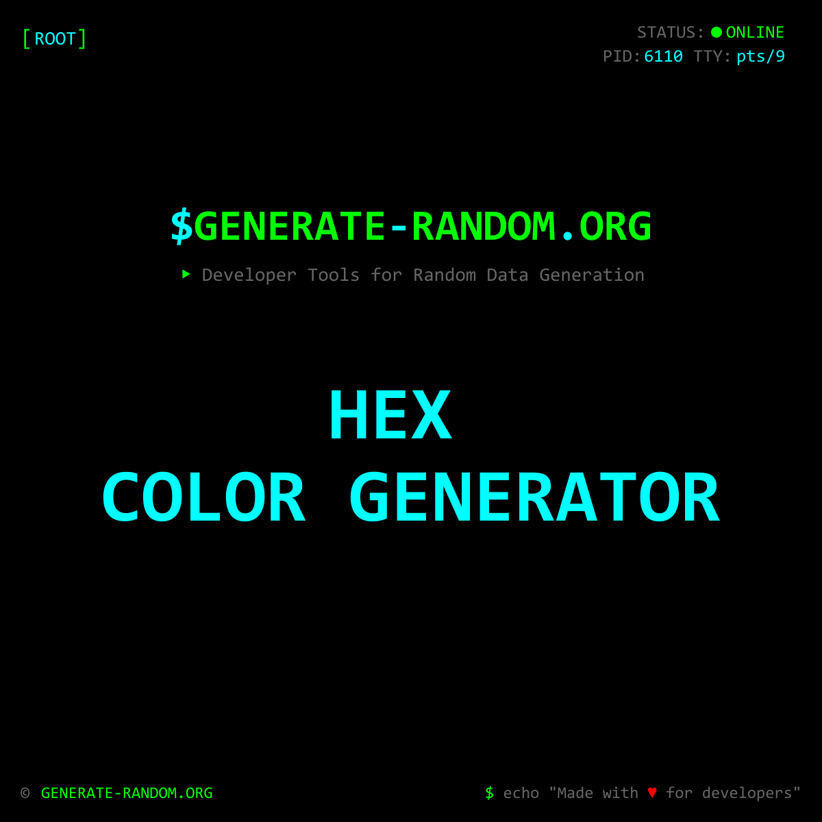Random Hex Color Generator | Generate Random Hex Colors - Generate-Random.org