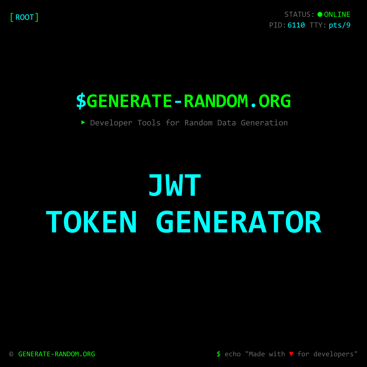 Random JWT Token Generator | Generate Random JWT Tokens - Generate-Random.org