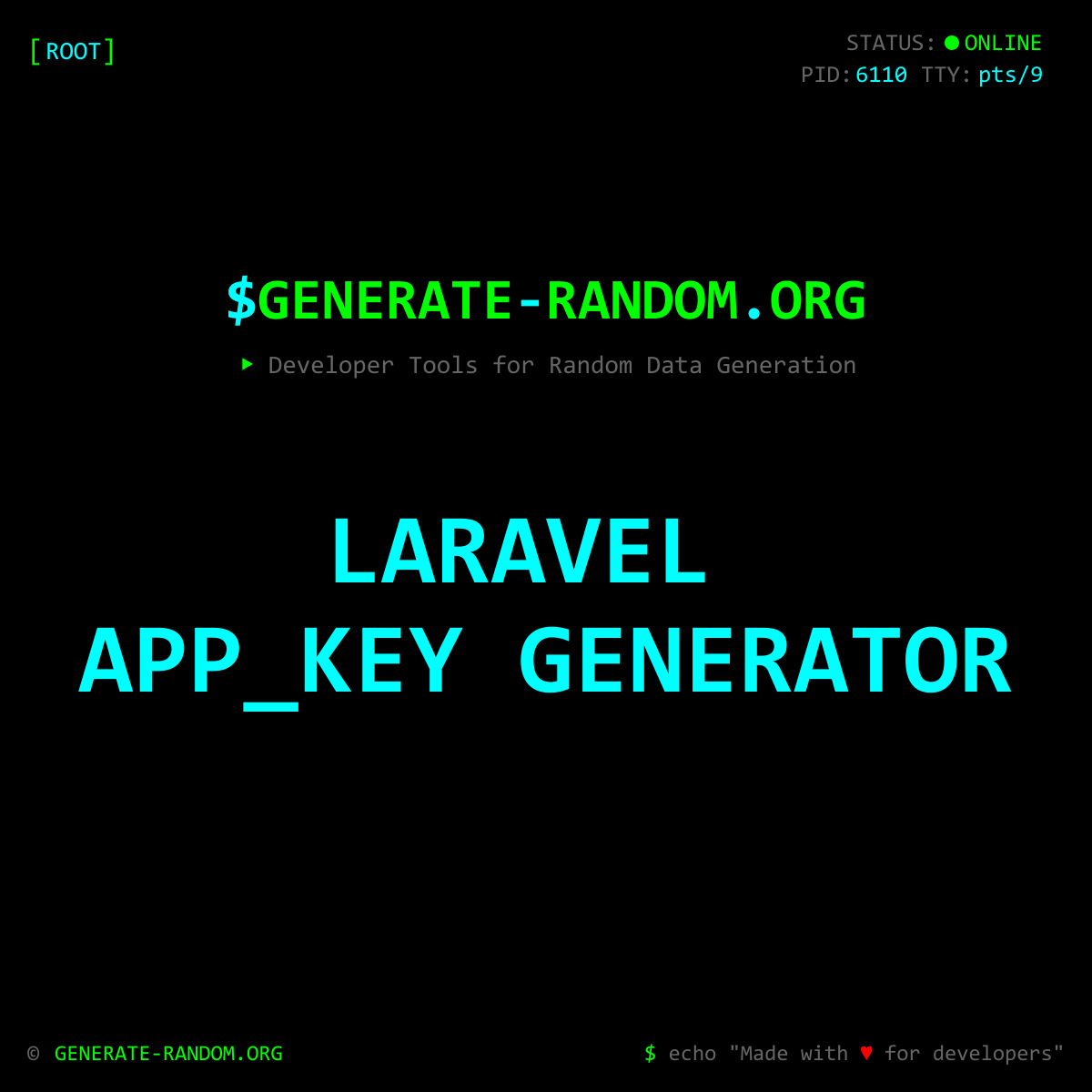 Laravel App Key Generator - Generate APP_KEY Online