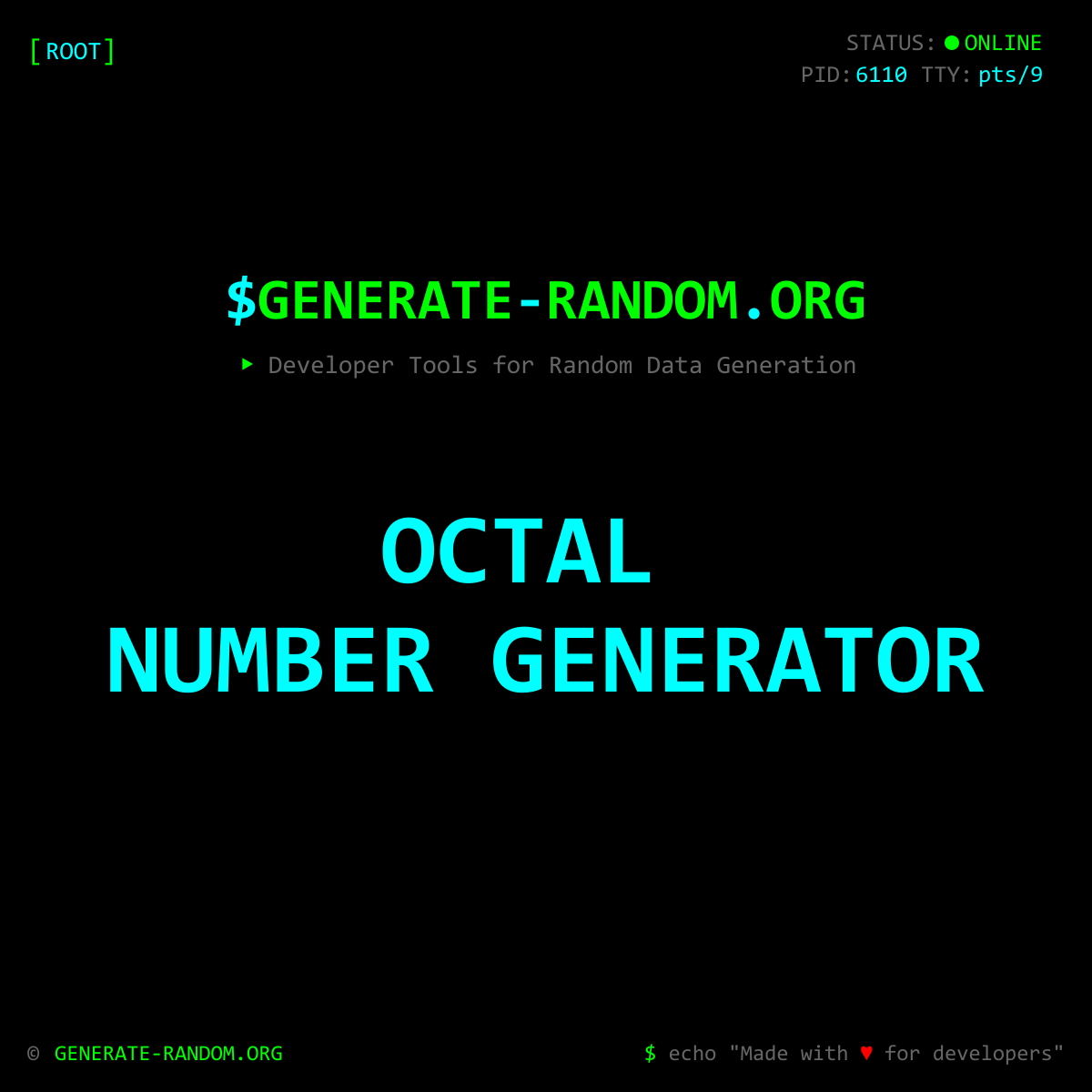 Random Octal Number Generator | Generate Random Octal Numbers (Base-8) - Generate-Random.org