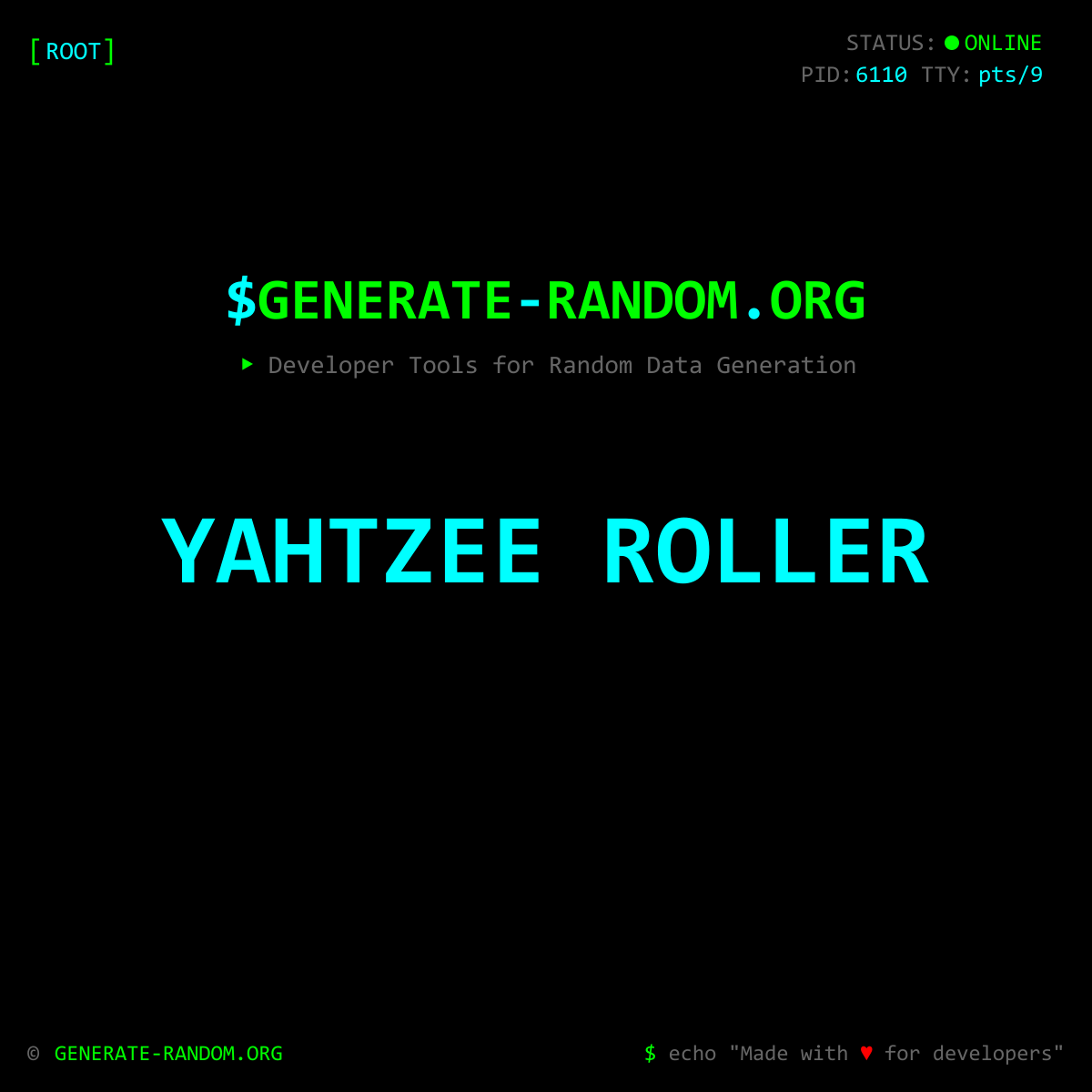 Random Yahtzee Roller | Roll Yahtzee Dice Online - Generate-Random.org